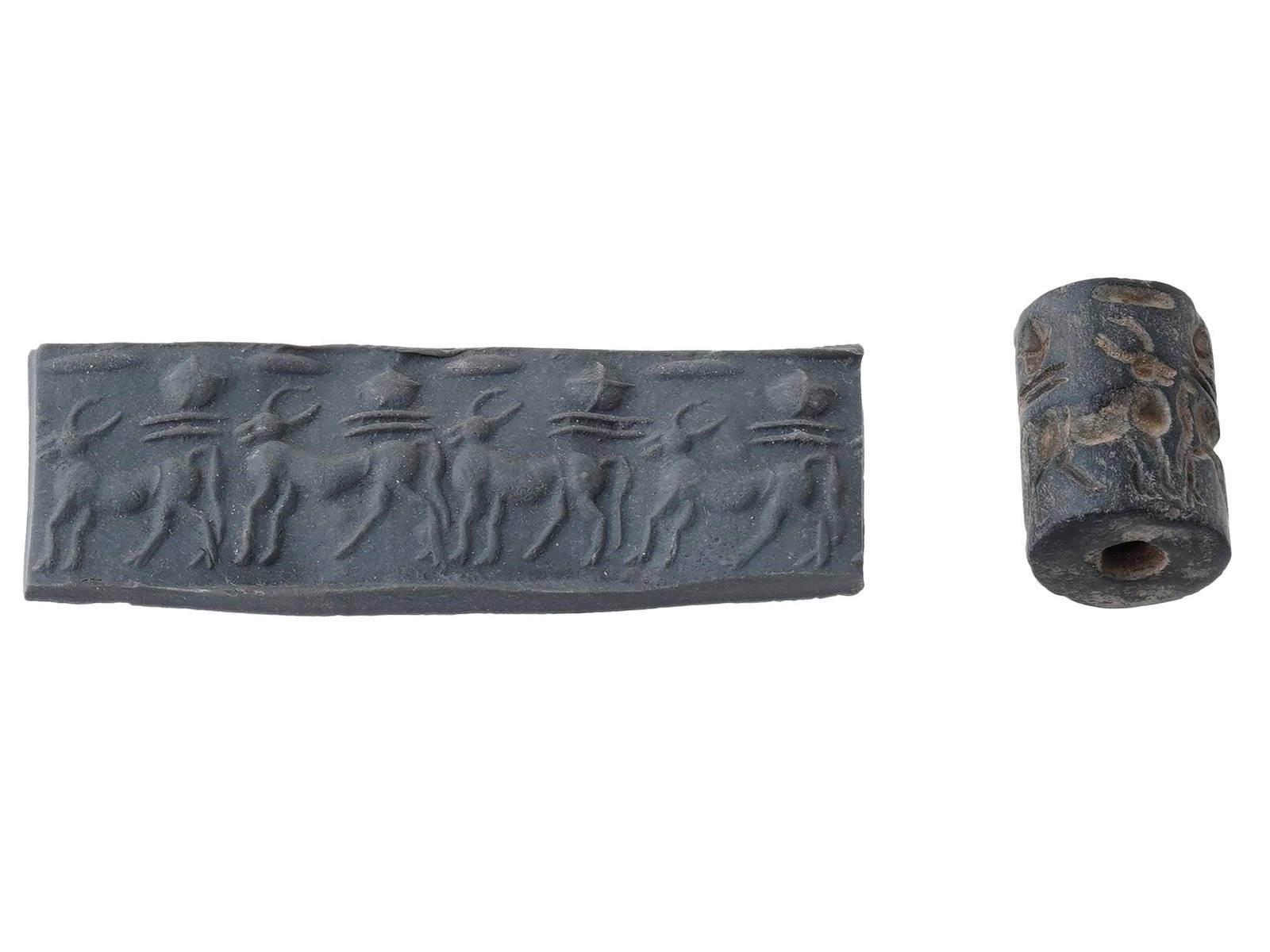 Ancient Black Steatite Cylinder Seal Bead Auction