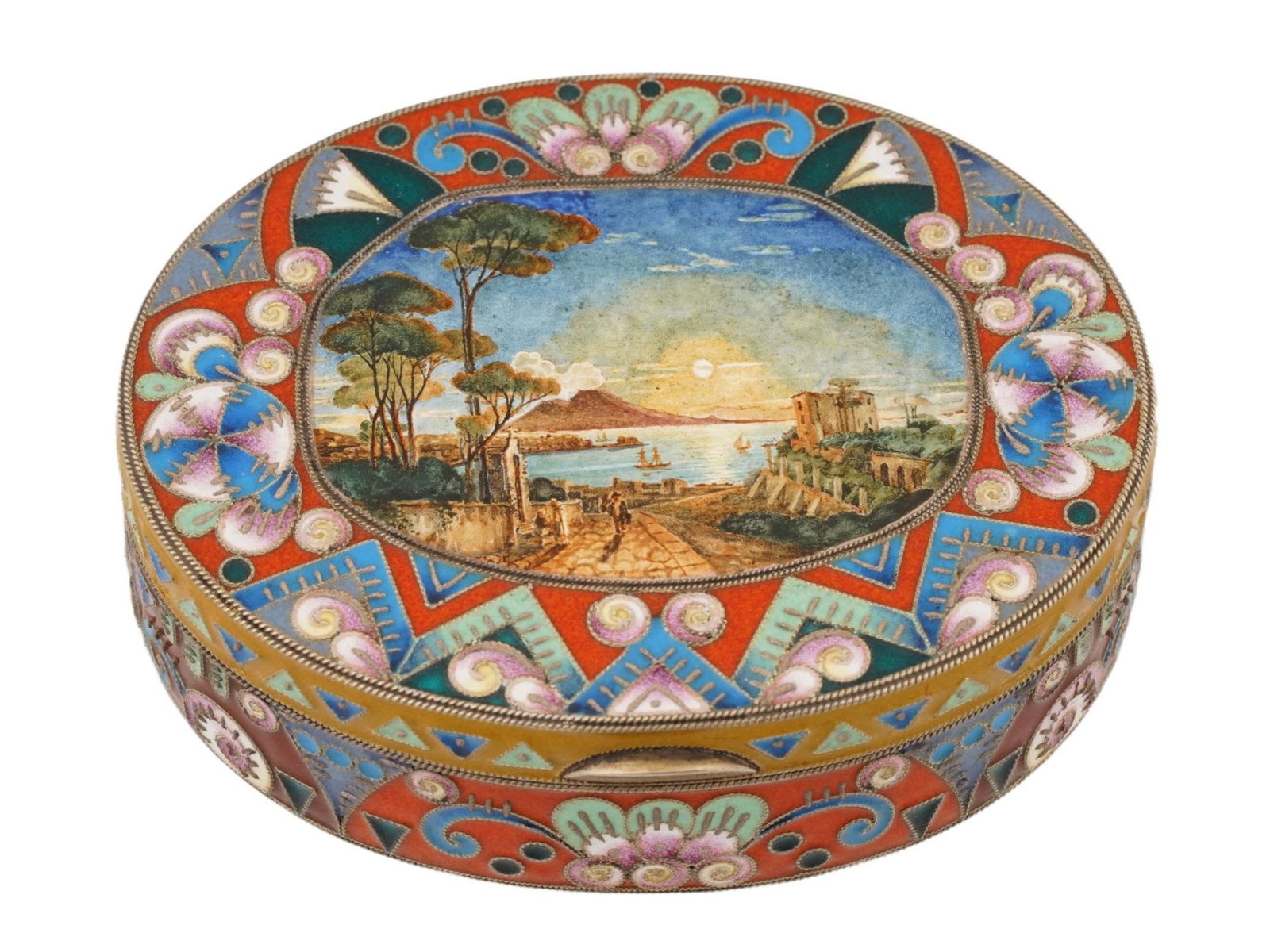 Russian Silver Enamel Casket Box W Miniature Painting Auction