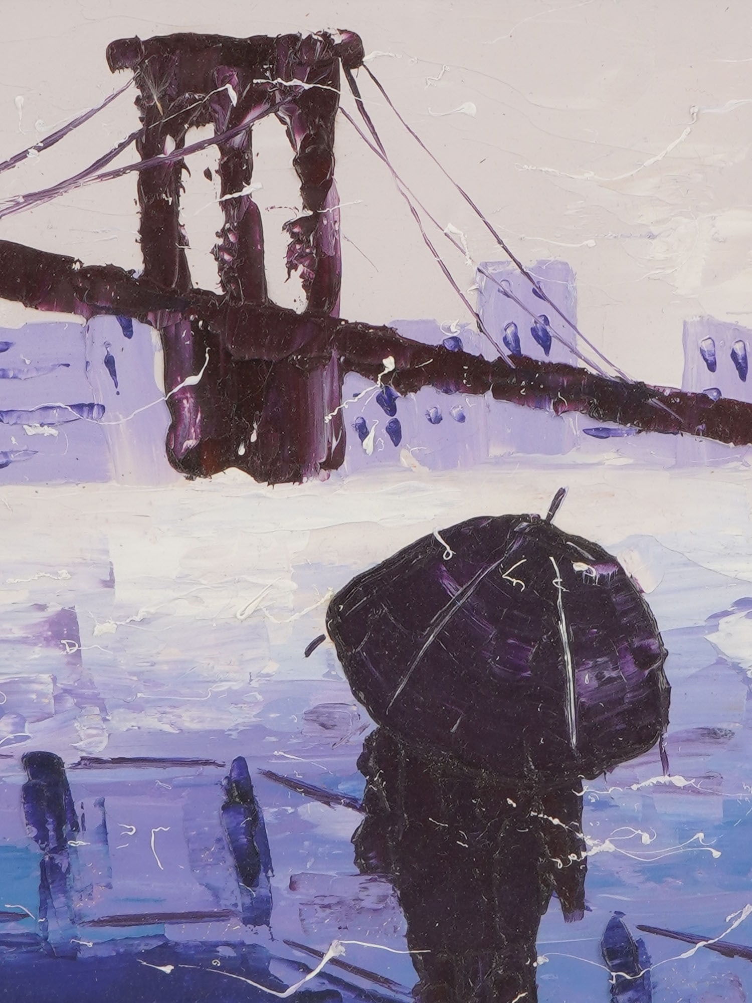 Contemporary Expressionist Bridge Oil Painting Signed Auction