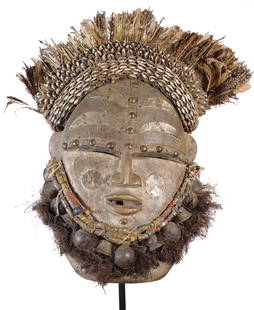 Early 20th C. African Dan Wood Mask Of Bagle Auction