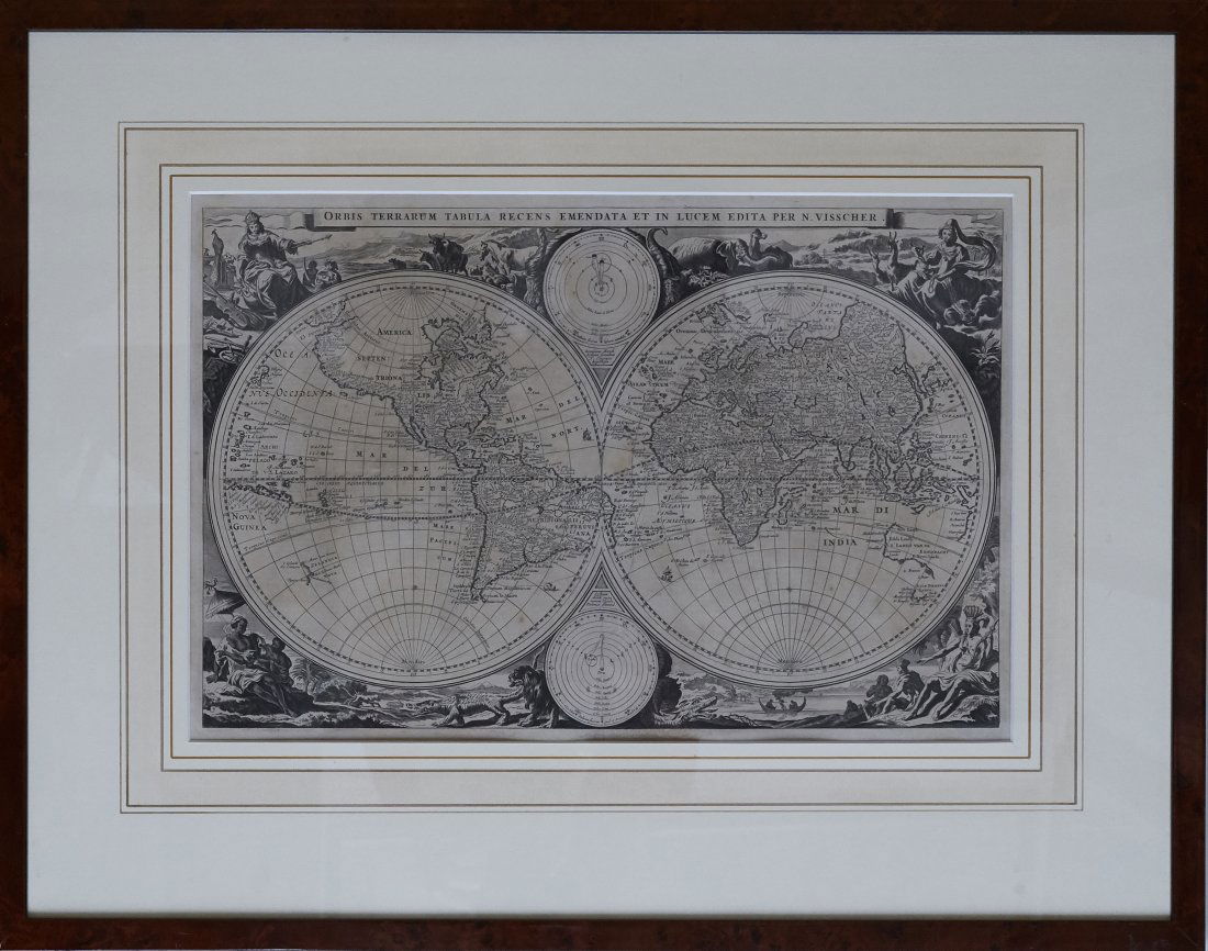For Auction: Nicolaes Visscher, Map of the World, 17th Century (#0160 ...