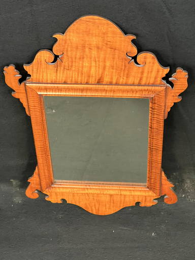 David Lefort Tiger Maple Chippendale Design Mirror