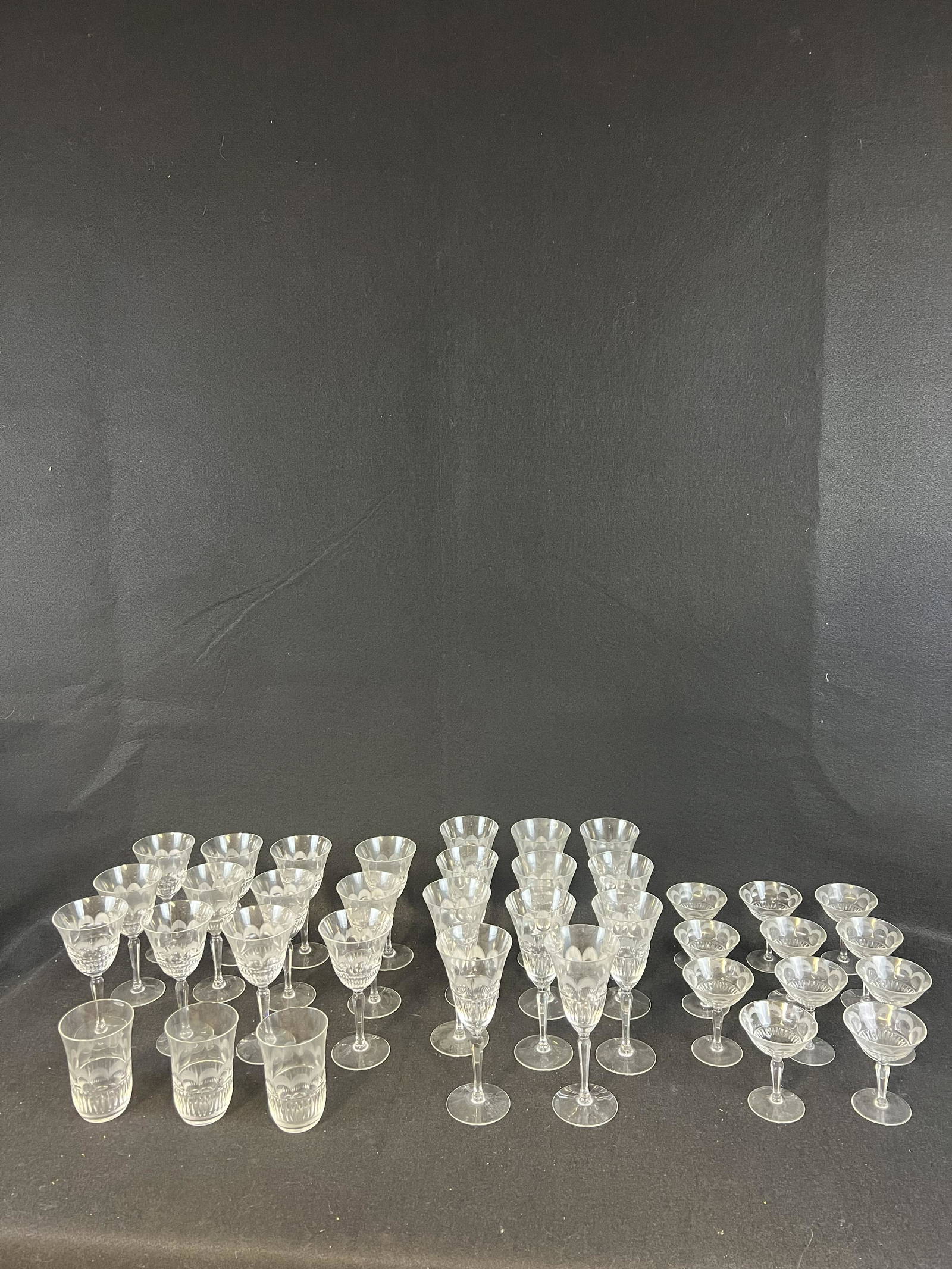 Lot Of 36 Elegantly Engraved Cut Glass Stems Auction