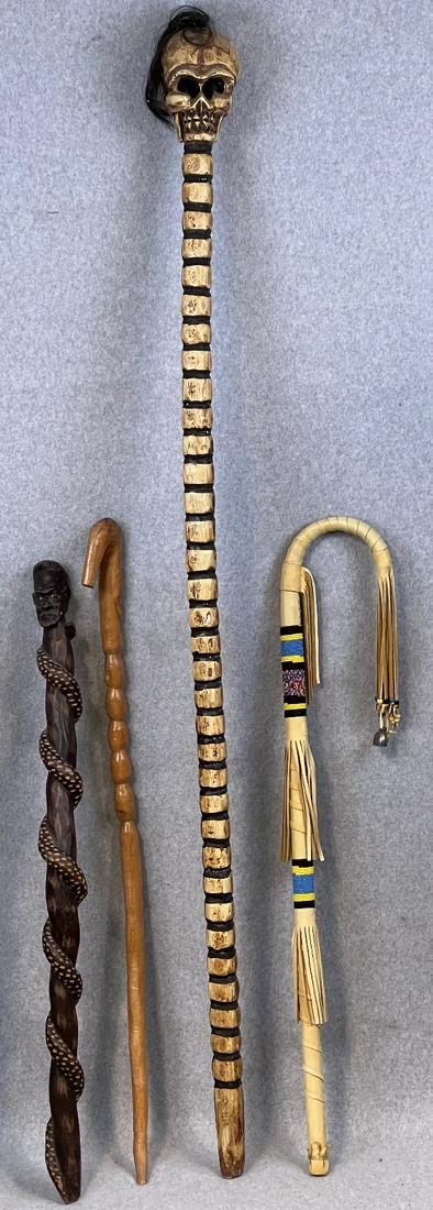Lot 4 Ethnic Carved Canes / Native American & African Auction