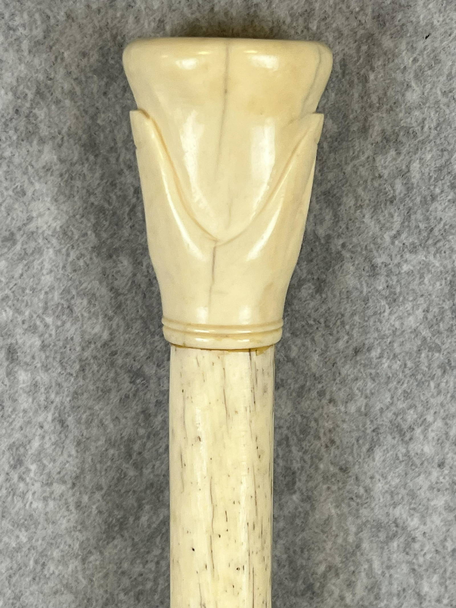 Antique Sailor Made Bone Cane With Hand Auction