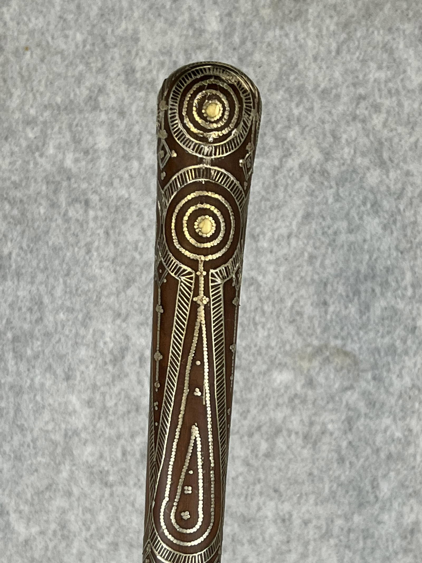 Antique Pique Cane With Silver & Bone Inlay Auction