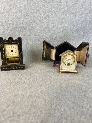 Lot 2 Small Antique Clocks (as Is)