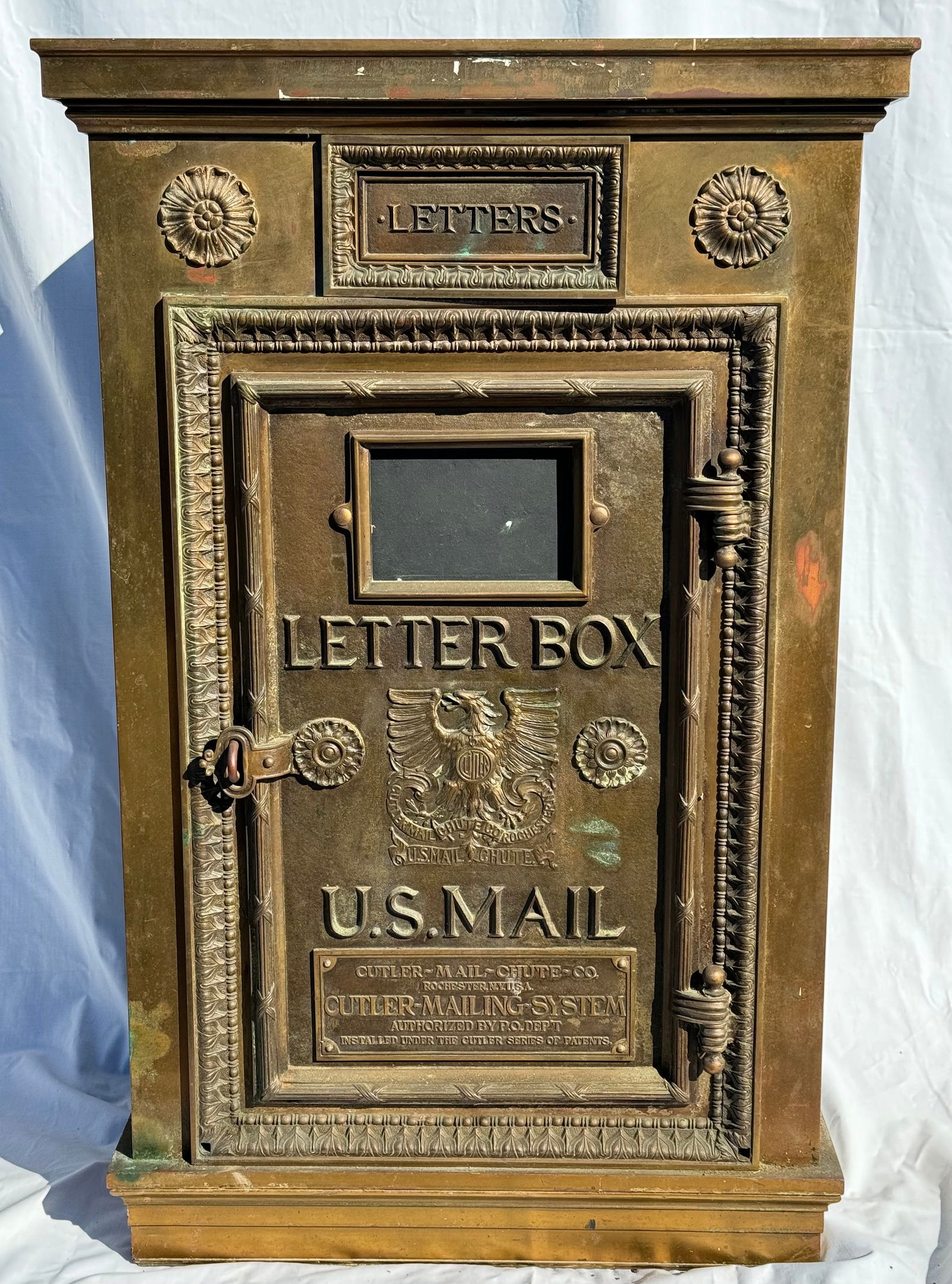 Ornate Antique Bronze Letter Box By The Cutler Mail Chute Company Auction