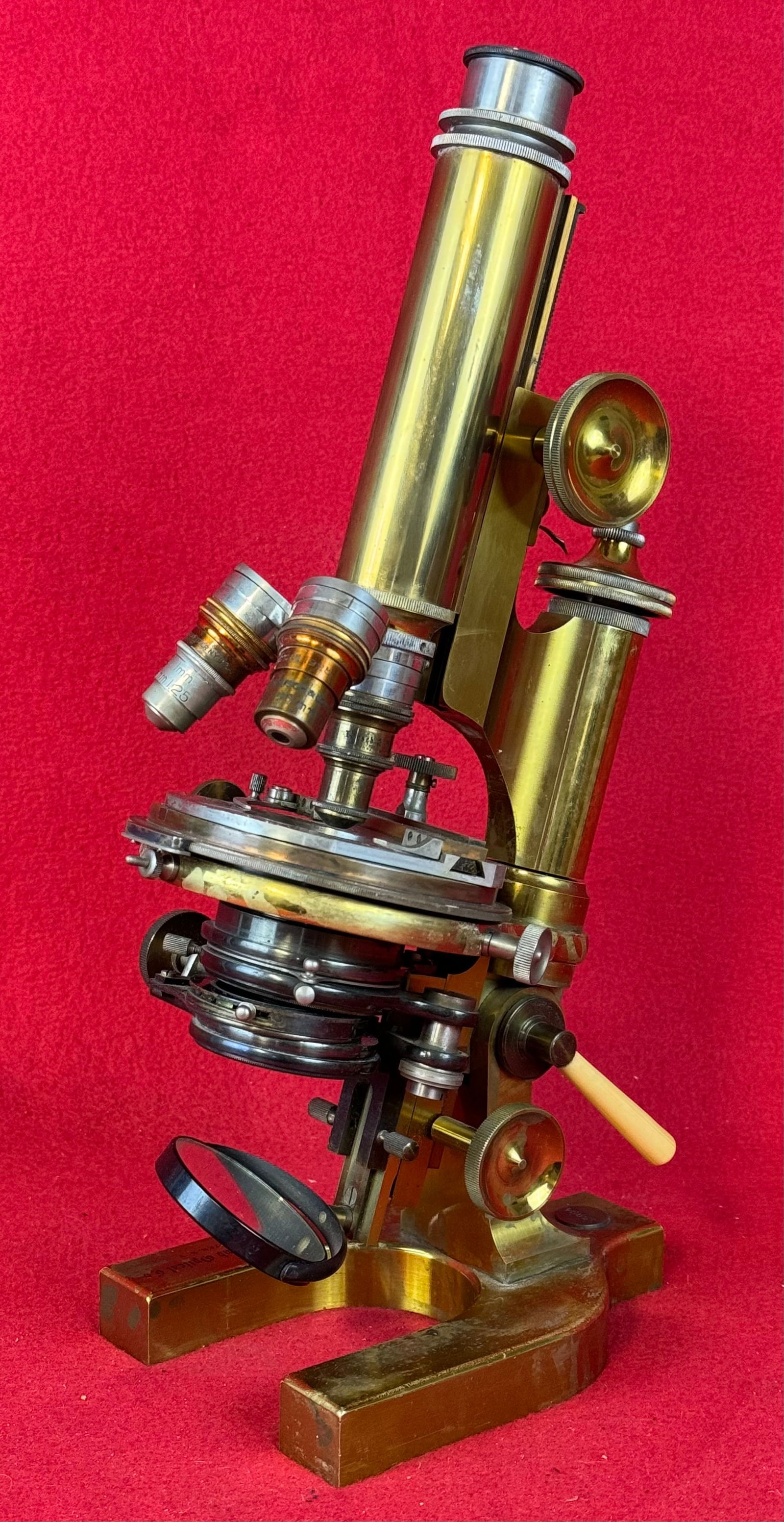 Antique 1897 Bausch And Lomb Massive Brass Continental Microscope Auction