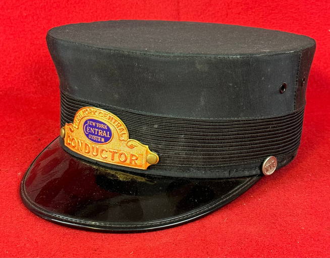 New York Central Railroad Conductors Cap With Cap Badge