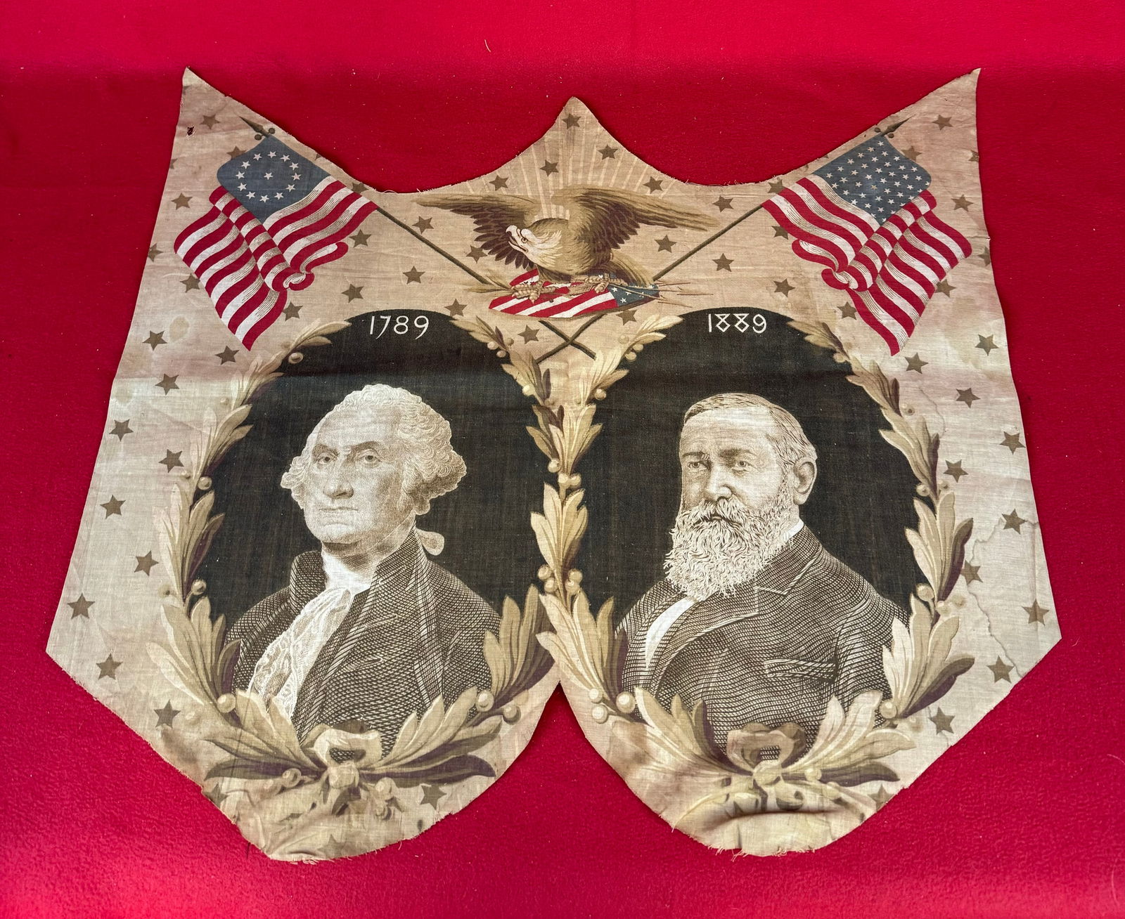 1889 Inaugural Textile Benjamin Harrison Auction