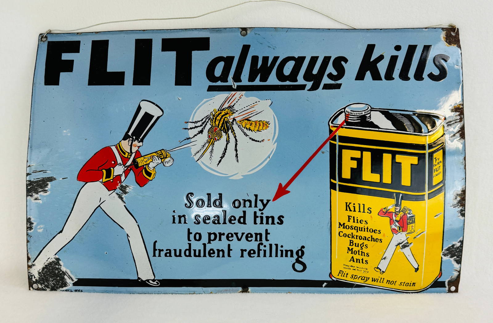 Flit Bug Killer Porcelain Advertising Sign Auction