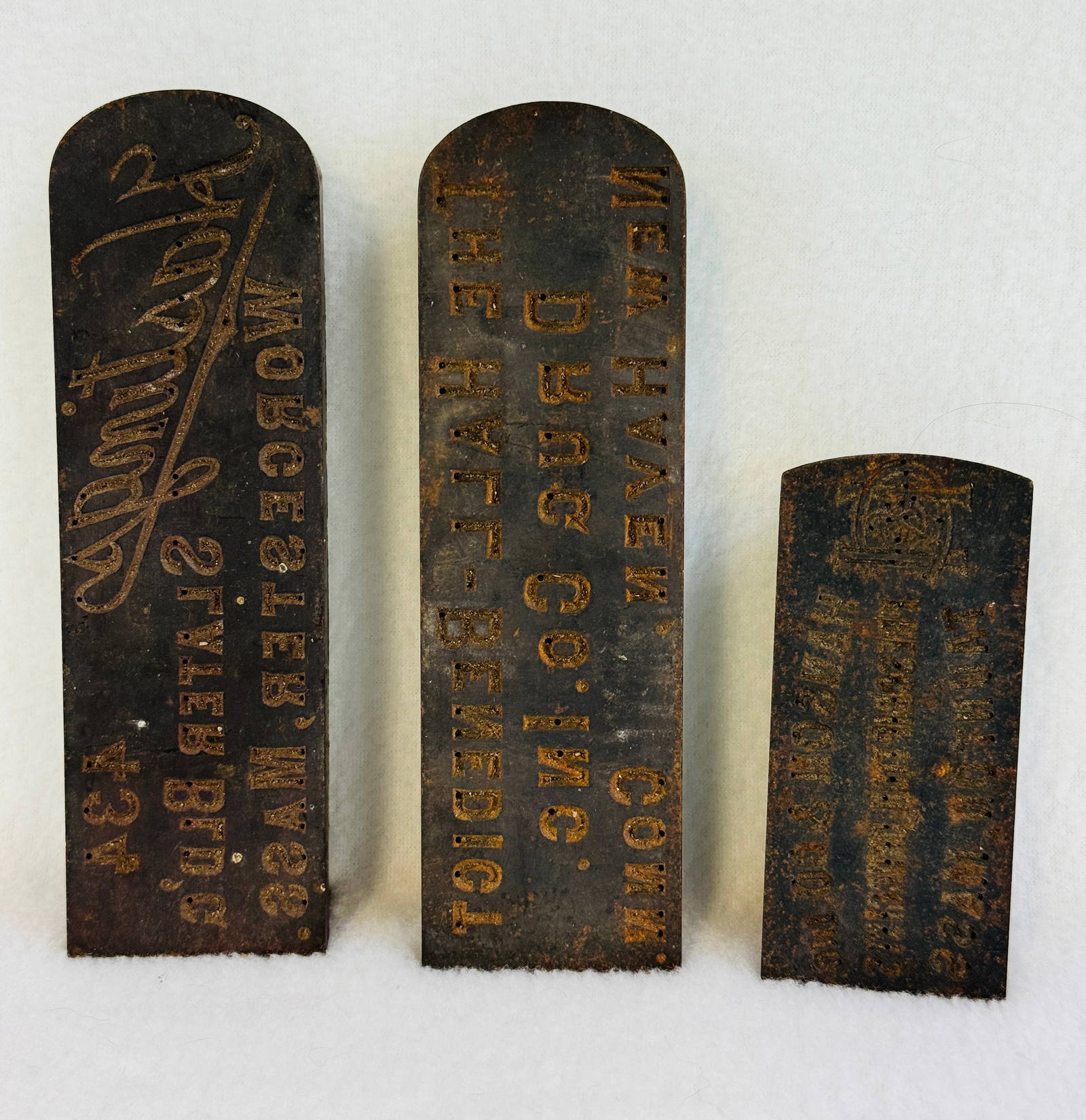 Rare Lot Of Three Druggist Slug Plates For Bottle Mold Auction