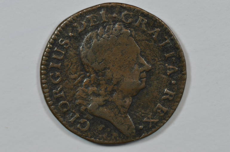 U.s. Colonial Coin. 1724 Woods Hibernia Halfpenny.