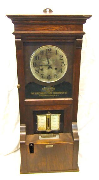 208: Cincinnati Time Recorder Co. clock, style # 5, oak