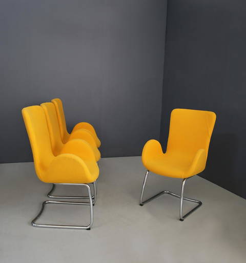 Mid Century Cotton And Steel Armchairs By Moroso,