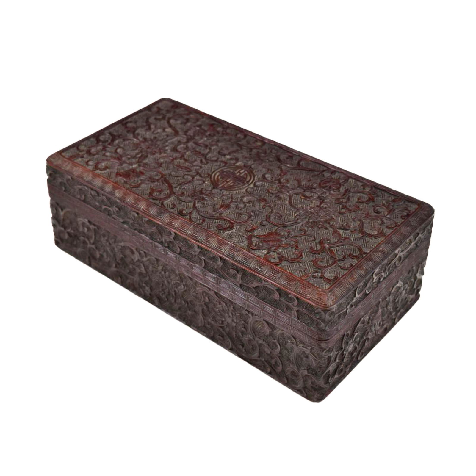 Hand Carved Zitan Box With Intricate Patterning