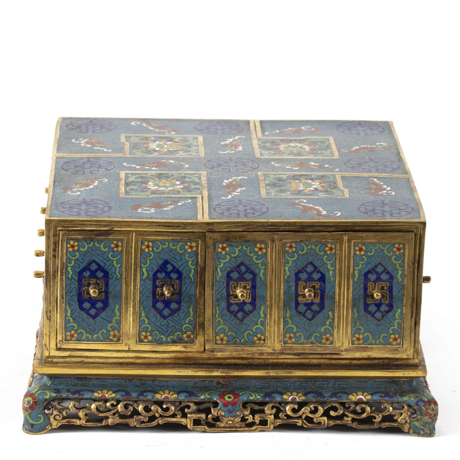 A Cloisonne Flowers Scholar's Box