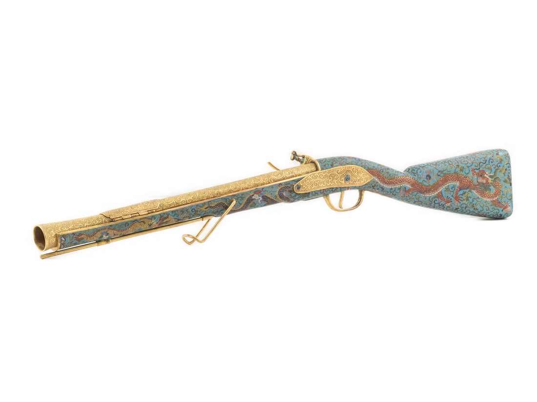 A Chinese Gilt Bronze Cloisonne Long Barrel Musket Auction