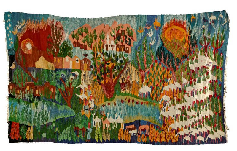 Woven Textile Tapestry 1970s, Harania Gize School