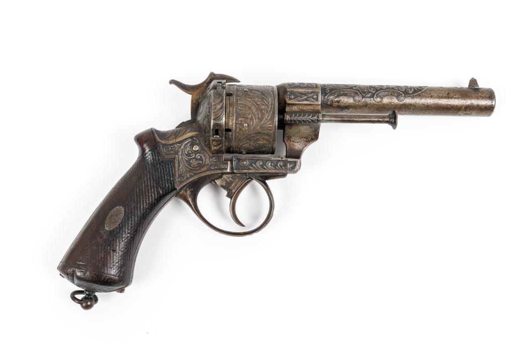 Lefaucheux Model 1854 Pinfire Double Action Revolver. Auction
