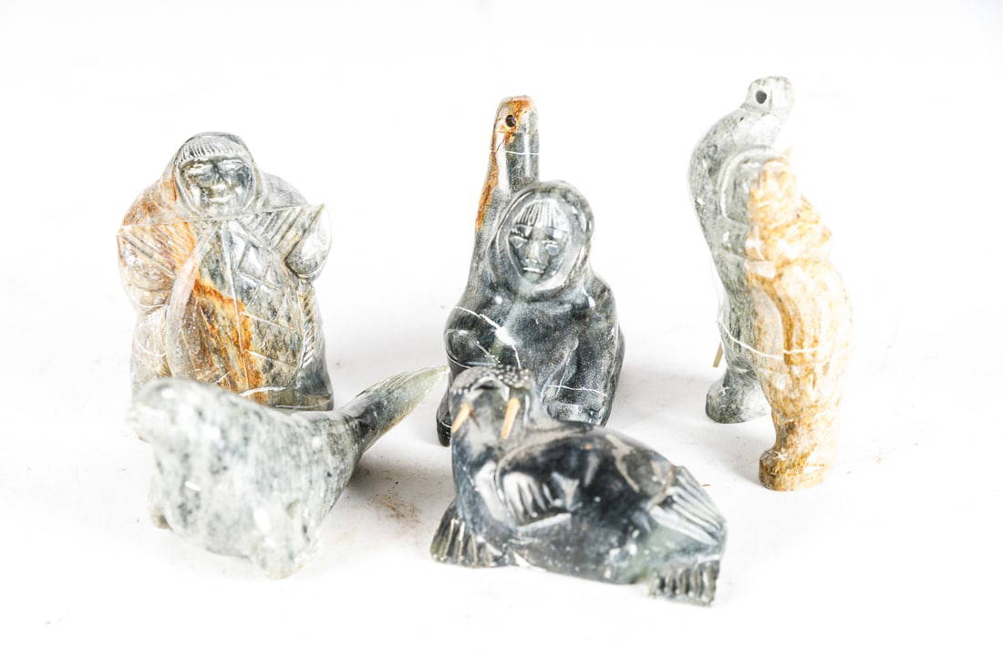 Five Inuit Carved Stone Figurines. Auction