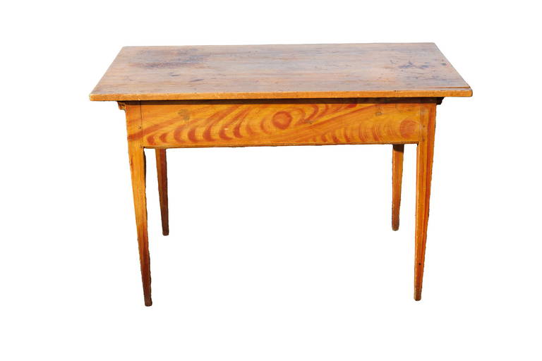 Grain Painted Country Hepplewhite Pin Top Table.