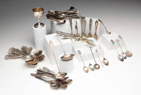 Large Group Of American Coin Silver Spoons