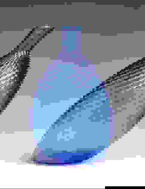 Midwestern Swirl Rib Blown Glass Flask. Auction