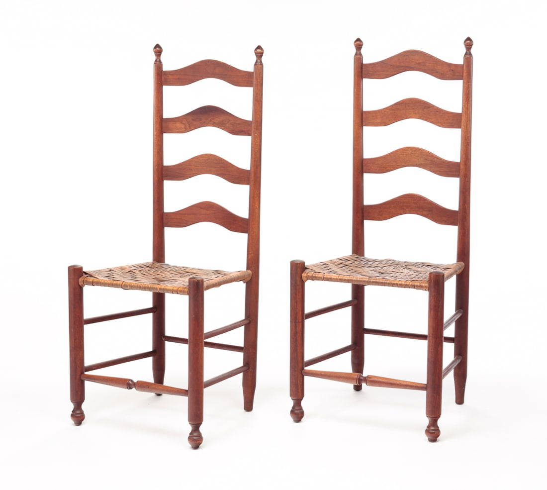 A Pair Of American Ladder Back Chairs. Auction