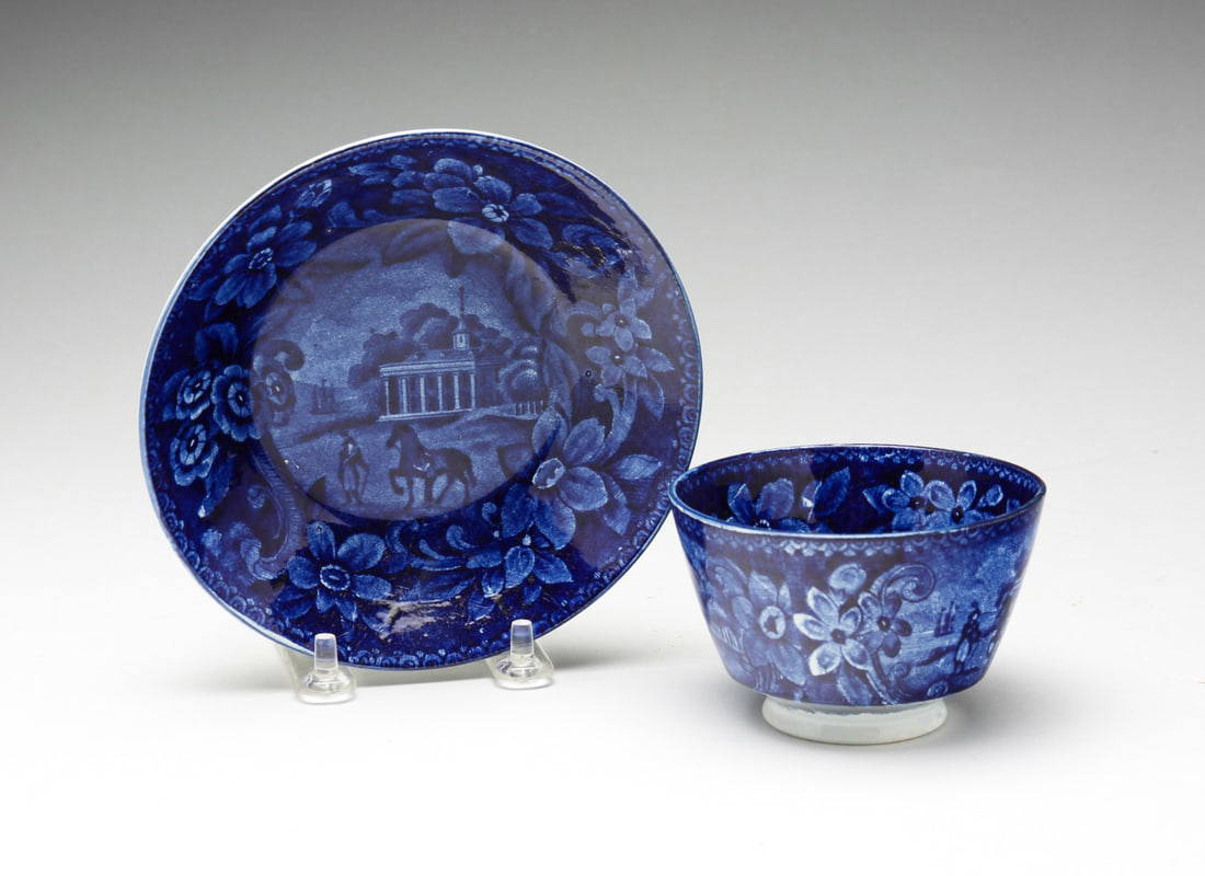 Historical Blue Staffordshire Cup And Saucer. Auction