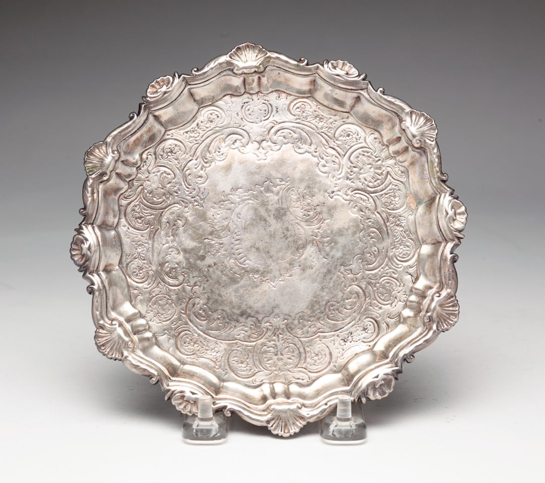 English Silver Salver. Auction