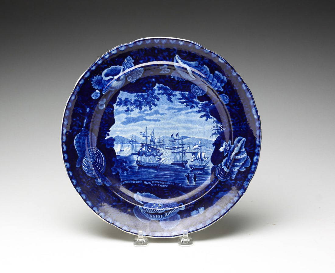 Historical Blue Staffordshire Naval Plate. Auction