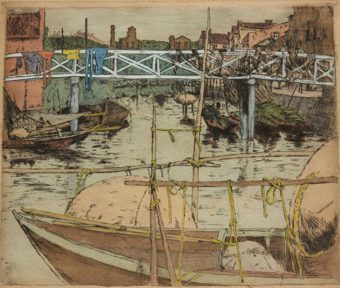 Venetian Bridge Print By Ernest D. Roth (1879-1964). Auction