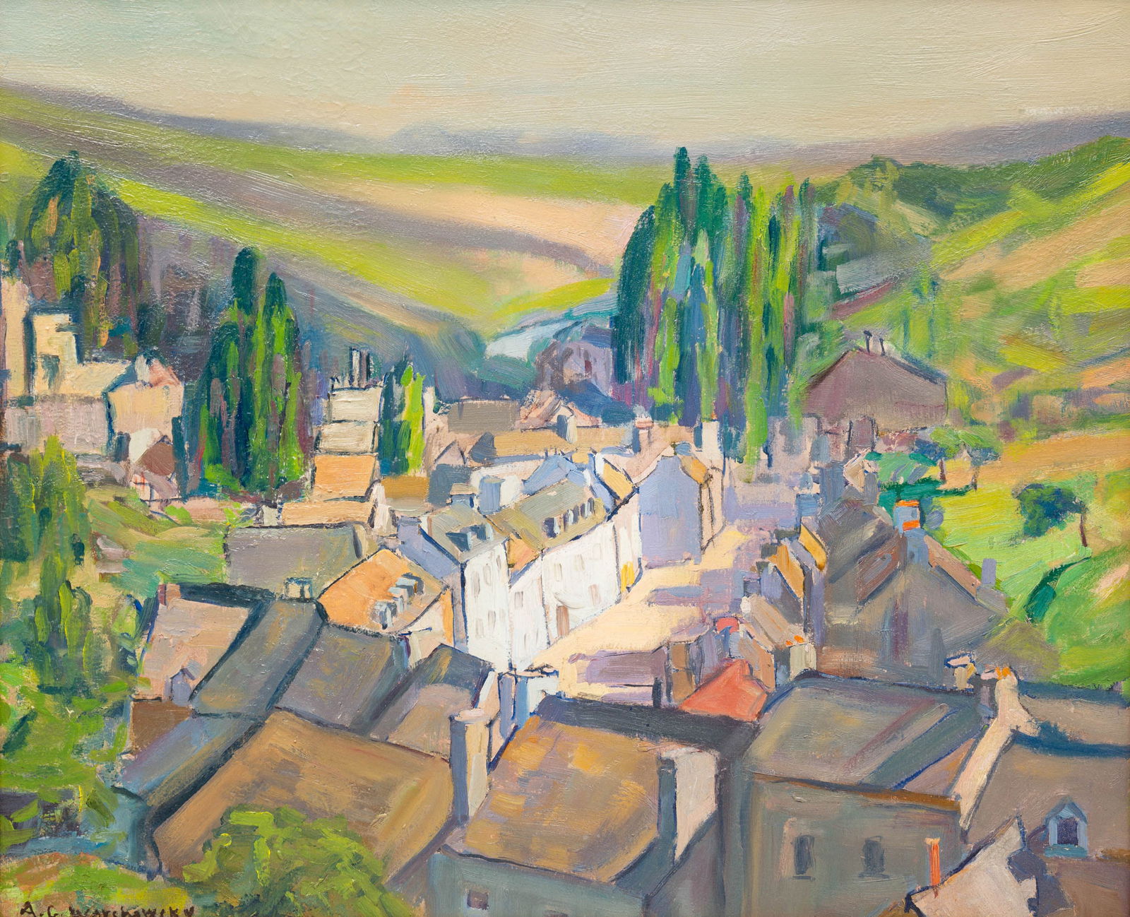 Abel George (buck) Warshawsky (1883-1962) "village Landscape". Auction