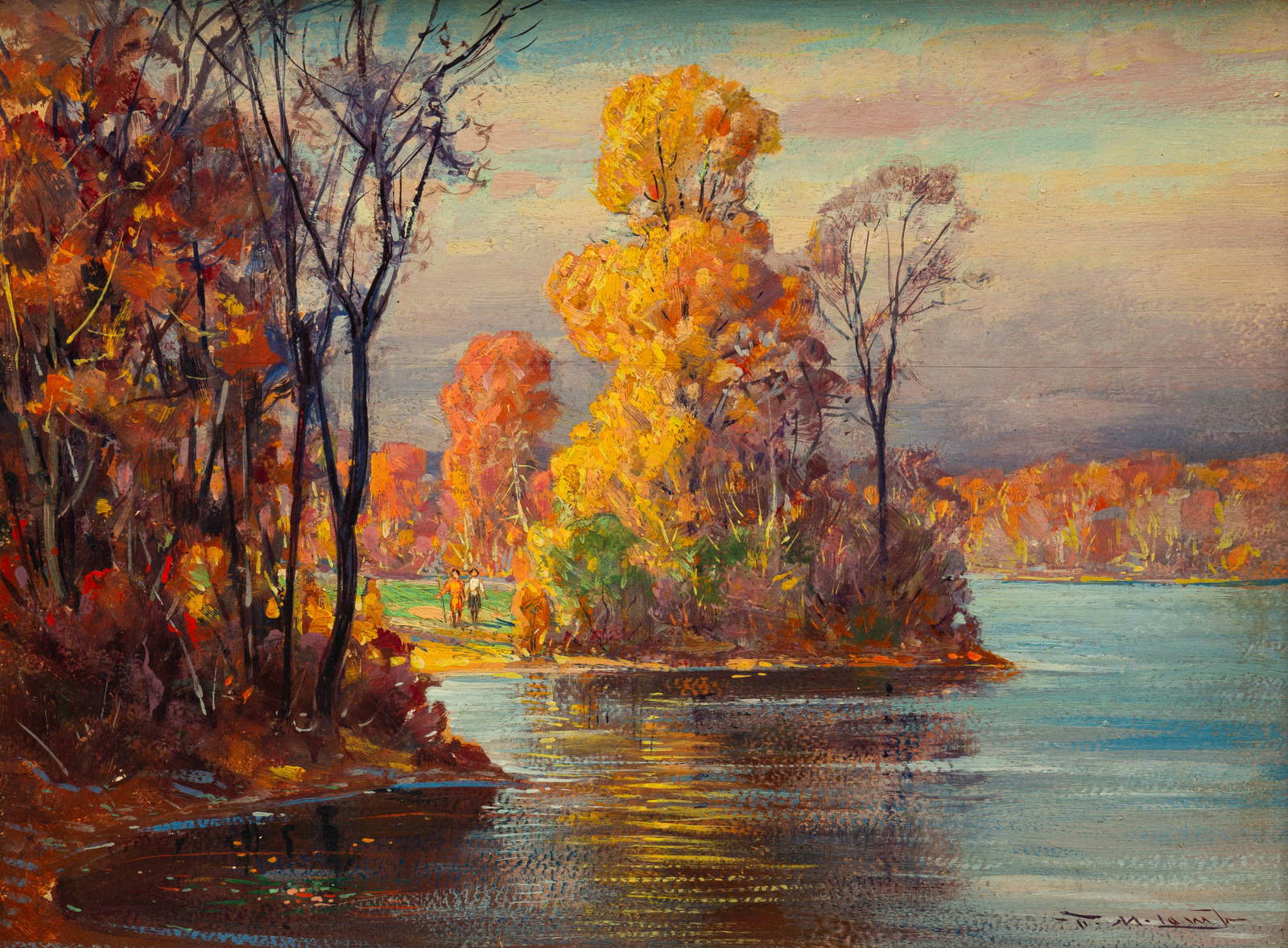 Frederick Mortimer Lamb (1861-1936) "fall Landscape". Auction