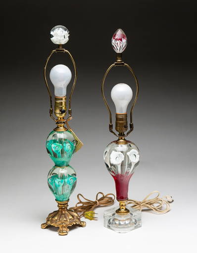 Two St. Clair Paperweight Art Glass Lamps.