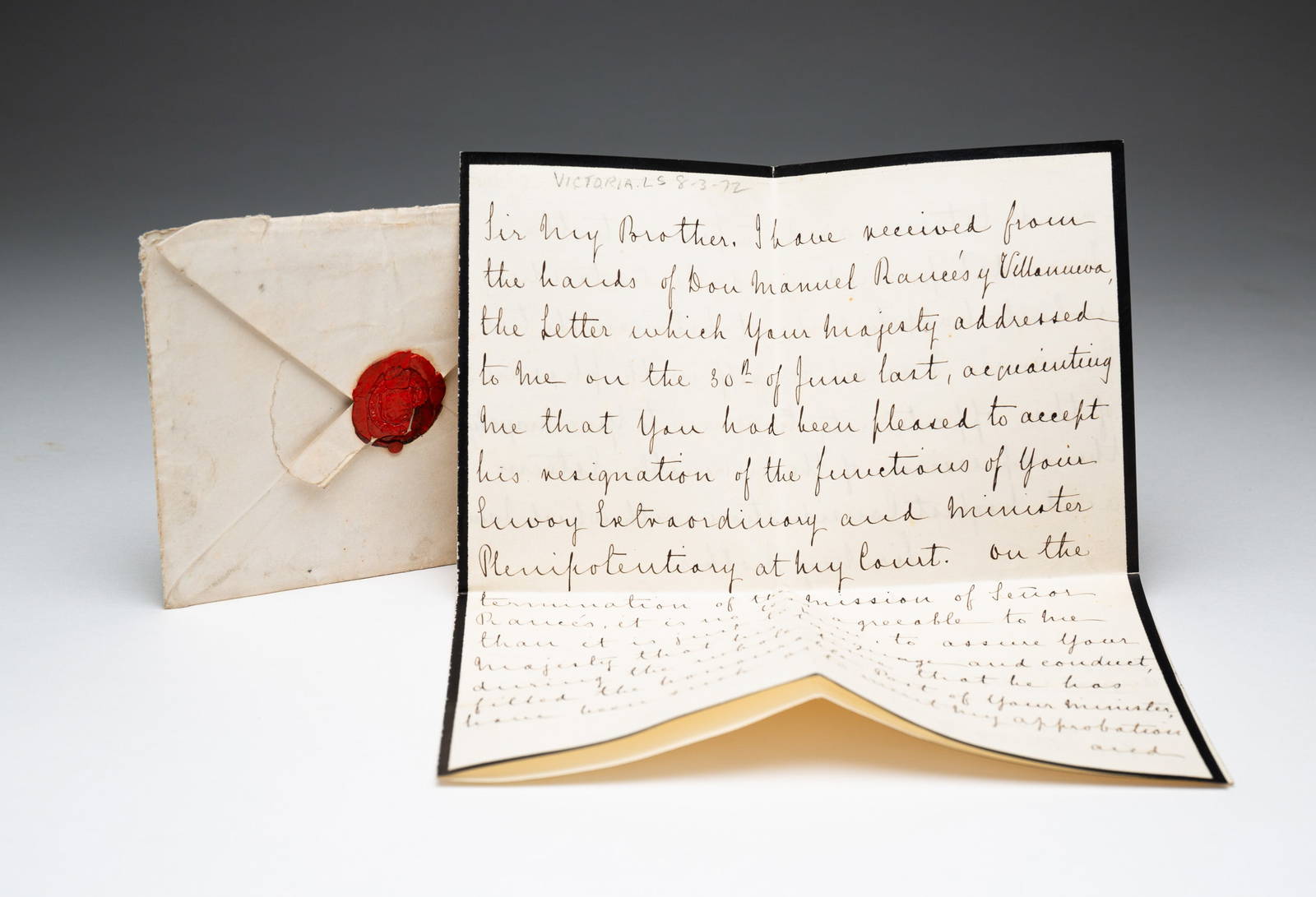 [signed] Queen Victoria Letter To King Of Spain, 1872 Auction