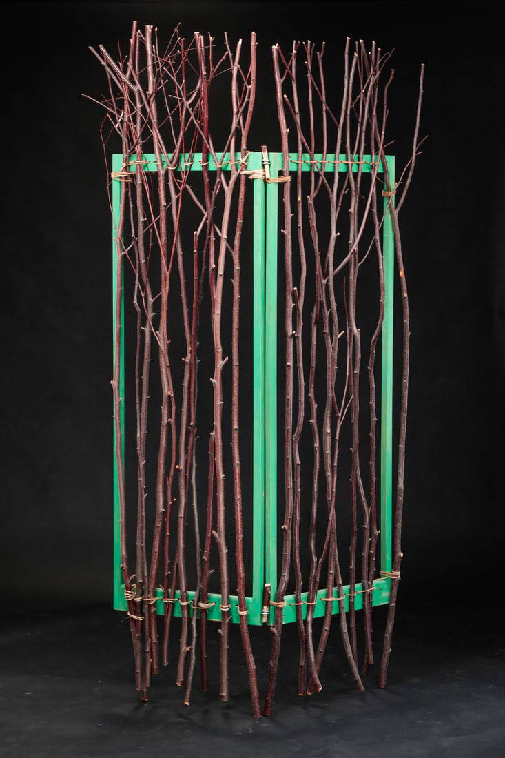 Usable Art Logjam Two Panel Birch Screen. Auction