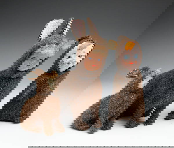 Group Of Three Papier Mache Candy Containers.