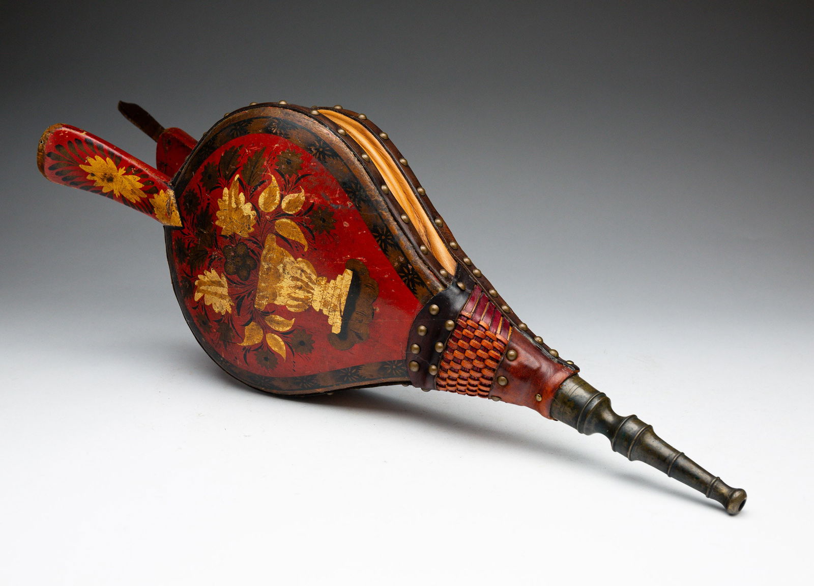 New England Paint-decorated Turtle-back Bellows. Auction