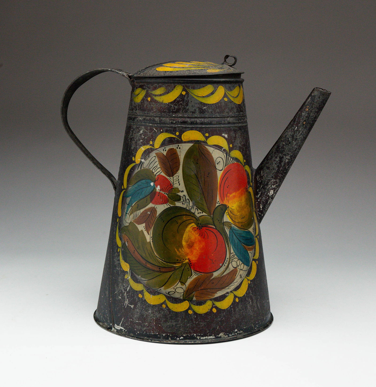 Painted Tin Coffee Pot. Auction