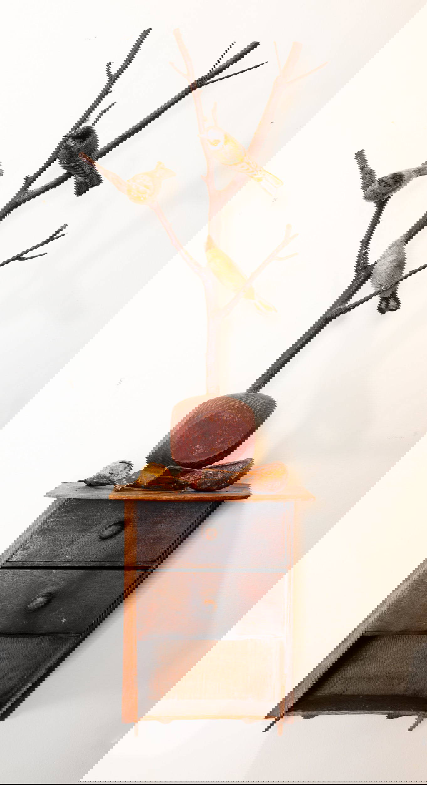 Painted Wood Bird Tree. Auction