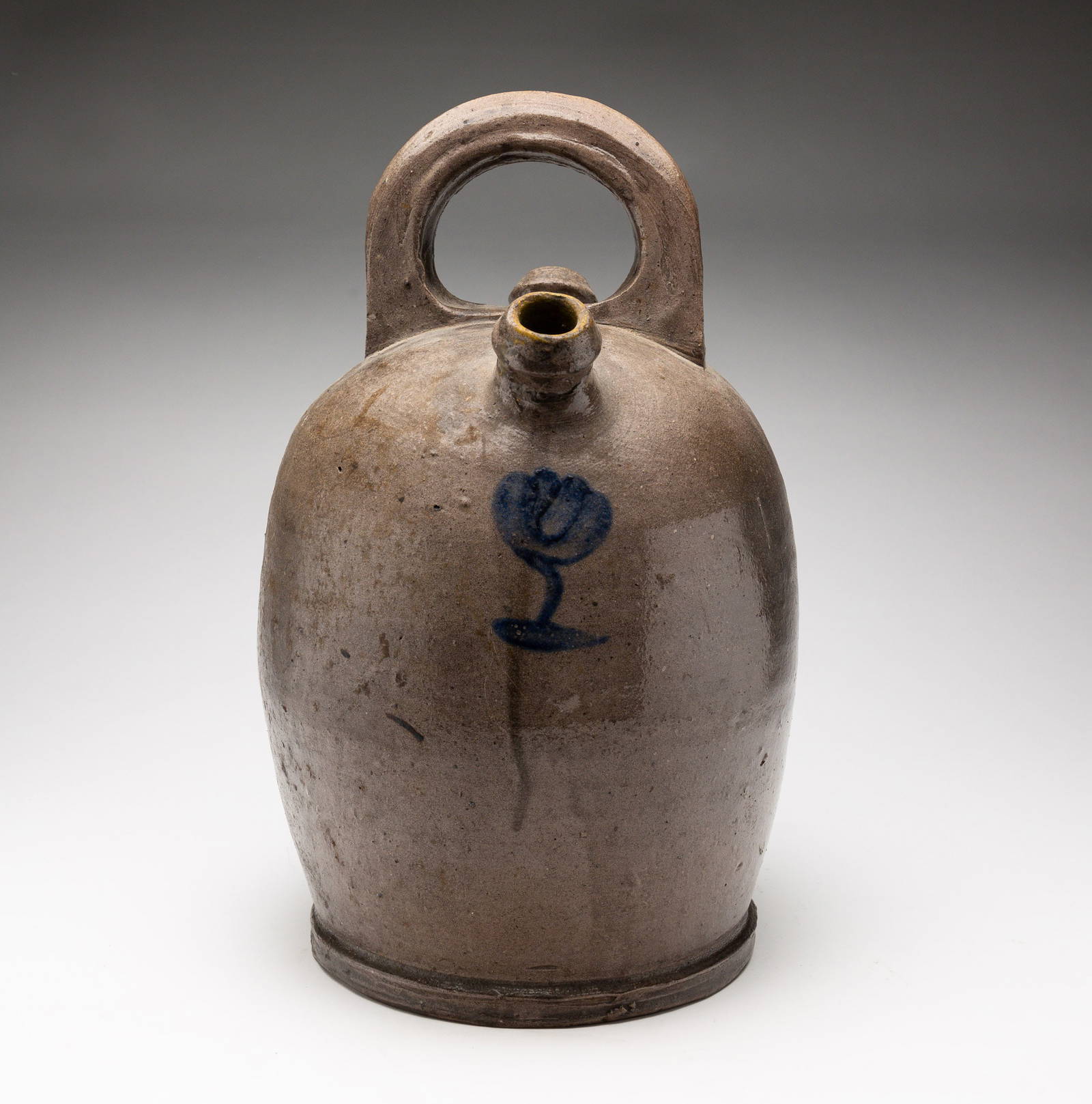 Unusual Form Decorated Stoneware Harvest Jug Attributed To Weaver (beaver, Pa). Auction