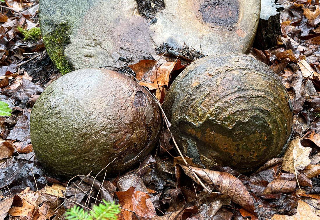 Two Spherical Sculptural Concretions. Auction