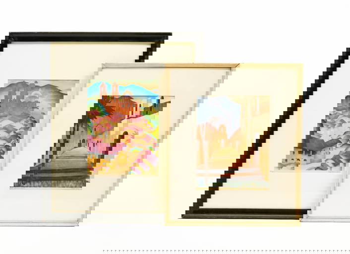 Two Prints Of Mexico By Mabel Mason De Bra King (1895 1950).