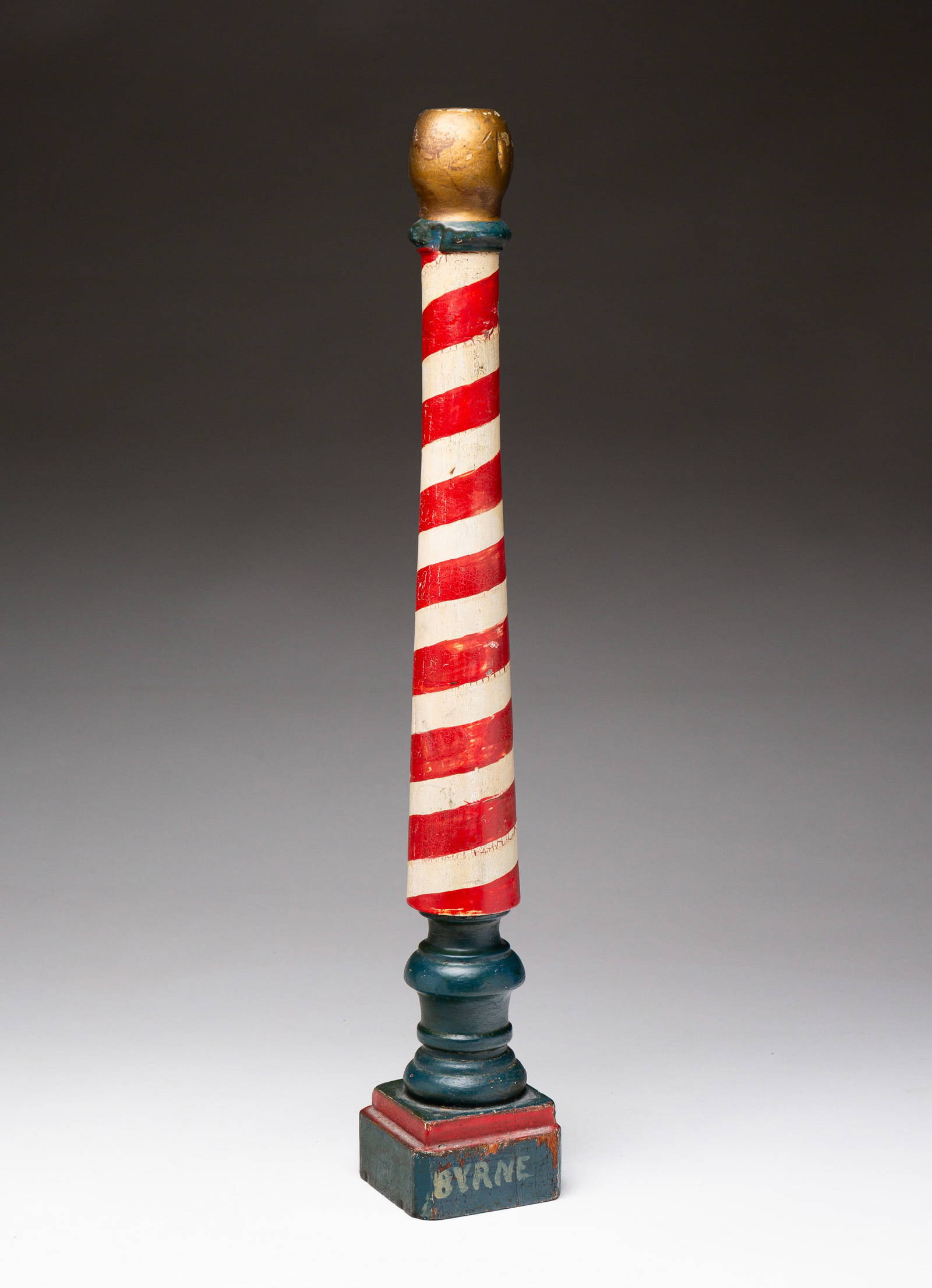 Folksy Miniature Barber Pole Signed Byrne. Auction