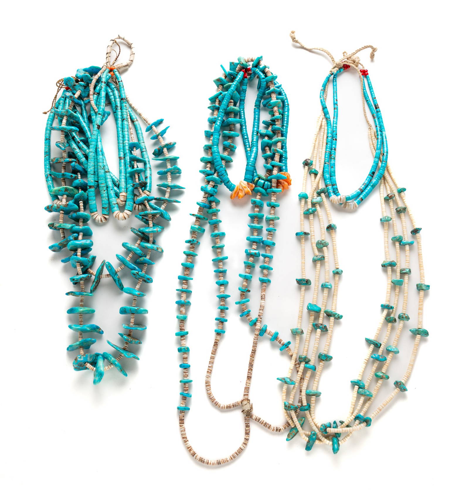 Three Vintage Native American Jacla Necklaces. Auction