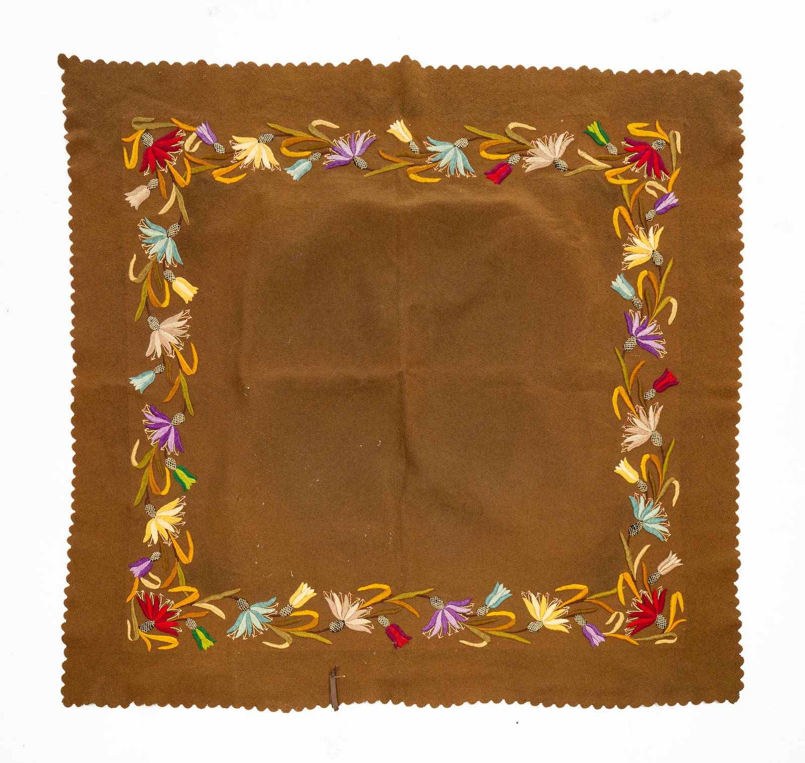 Crewel Work Table Cover. Auction