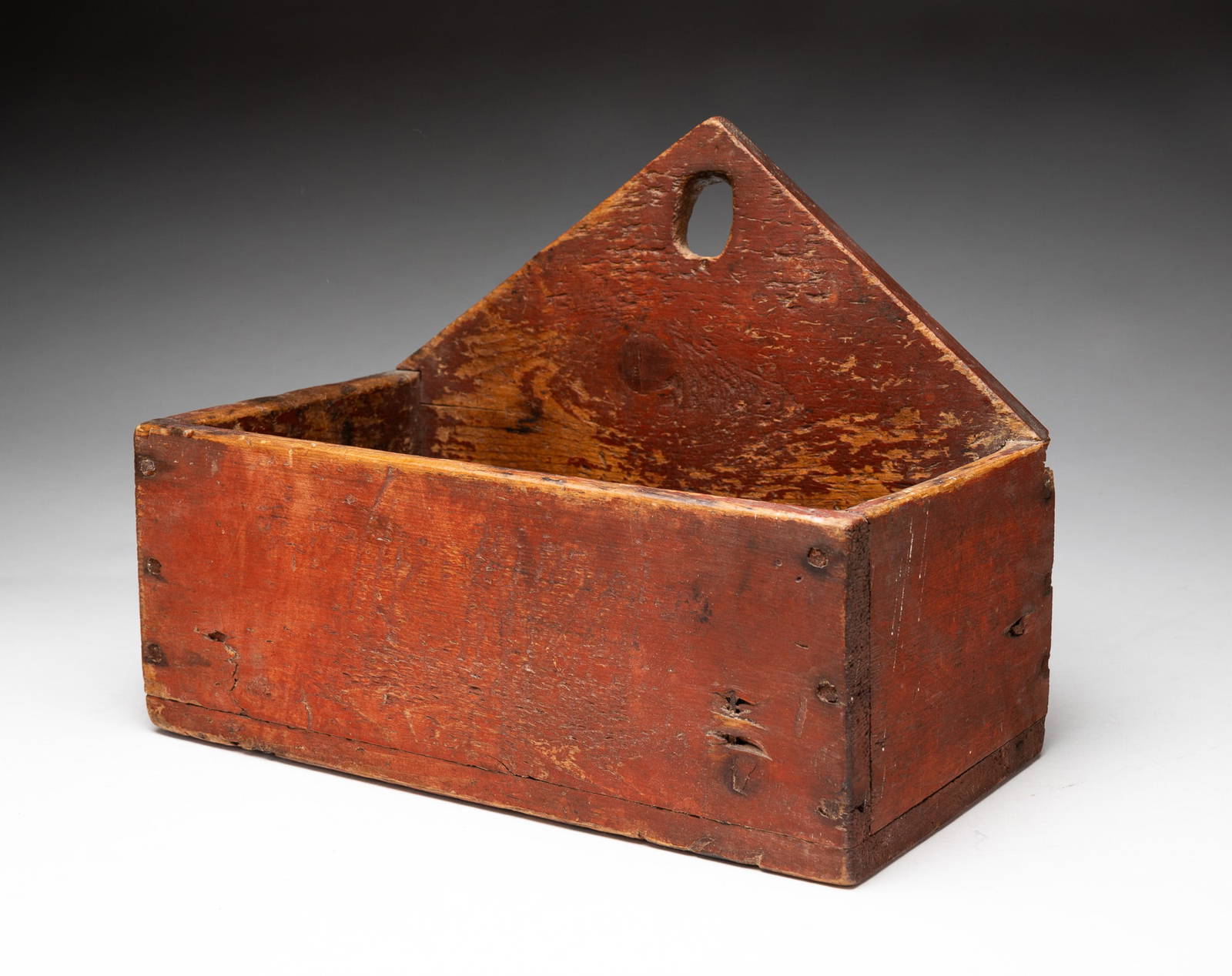 Red Painted Hanging Candle Box. Auction